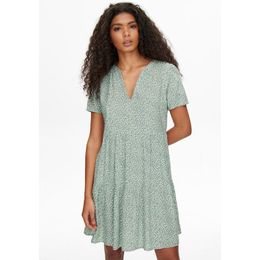 Only Sommerkleid »ONLZALLY – Sommerkleid mit V-Ausschnitt und Stufenvolant« regular fit, feminin, Jersey, Viskose, V-Ausschnitt Chinois Green...