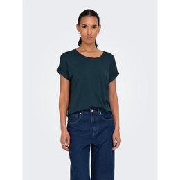Only Damen Only T-Shirt &raquo;ONLMOSTER &ndash; Kurzarmshirt mit Aufschlag und klassischem Look&laquo; unifarben, casual, regular fit, Viskosemischung, Rundhals gr&uuml;n 
