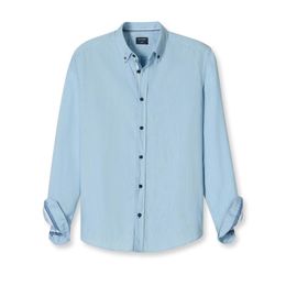 OLYMP Damen OLYMP Langarmhemd Regular Fit, Businesshemd, Button-down-Kragen, Feincord blau L, N-Gr