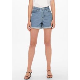 Only Jeansshorts »ONLVEGA – Jeansshorts mit hohem Bund und Aufschlag« regular fit, modisch, Denim, Baumwolle, Eingrifftaschen light blue denim XL...