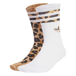 adidas originals Socken 'Leopard Crew 2 Pairs' Damen Gr&ouml;&szlig;e 46/48 karamell / dunkelgrau / schwarz / wei&szlig;