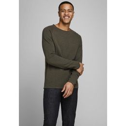 Jack & Jones JACK & JONES Rundhalspullover »JJEHILL Einfarbiger Pullover mit angenehmem Tragegefühl« unifarben, modisch, schmal, Baumwolle, Rundhals olive night...