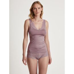 Calida Damen Calida Tanktop &raquo;Sensual Secrets&laquo; V-Ausschnitt, weiche Single-Jersey Qualit&auml;t, elastisch, Spitze lila XS (36/38)