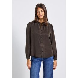 Street One Langarmbluse mit R&uuml;schendetails, Washed Look deep roast brown 38 38 Bluse von Street One