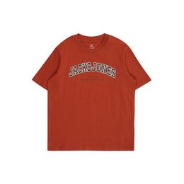 Jack & Jones Jack & Jones Junior T-Shirt 'JJECALEB' Jungen Gr&ouml;&szlig;e 140 rostbraun / schwarz / wei&szlig;