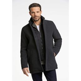 Kurzmantel Bison "Bison Mantel", Herren, Gr. L, charcoal mel, Obermaterial: 60% Wolle, 40% Polyester; Füllung: 100% Polyester, Mäntel