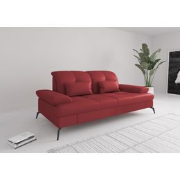 Sit & More 2,5-Sitzer SIT & MORE "Amica, inkl. Sitztiefenverstellung und Armteilverstellung", rot (feuerrot), B:202cm H:90cm T:122cm, Sofas, wahlweise mit Kopfteilverstellung und Bettfunktion