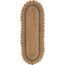 Läufer FLAIR RUGS "Grace", grau (grau, natur), B:80cm H:5mm L:230cm, Jute, Teppiche