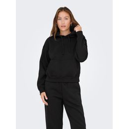Kapuzensweatshirt Only "ONLBEST L/S HOOD SWT NOOS", Damen, Gr. L, schwarz, Sweatware, Obermaterial: 65% Polyester, 35% Baumwolle, unifarben, regular fit, Rippbündchen, Sweatshirts