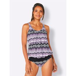 feel good Damen Tankini-Oberteil im Zickzack_Dessin, violett-schwarz-bedruckt, Gr&ouml;&szlig;e 38C