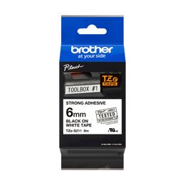 Original Brother P-Touch 220 (TZE-S211) Schriftband 6mm/8m Schwarz auf Weiss