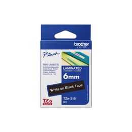 Original Brother P-Touch H 107 B (TZE-315) Schriftband 6mm/8m Weiss auf Schwarz
