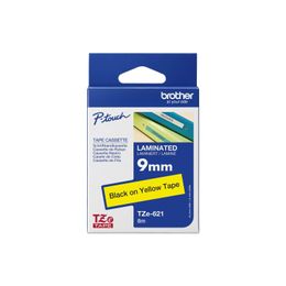Original Brother P-Touch H 500 Series (TZE-621) Schriftband 9mm/8m Schwarz auf Gelb