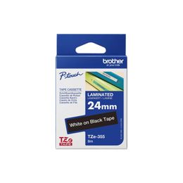 Original Brother P-Touch H 500 (TZE-355) Schriftband 24mm/8m Weiss auf Schwarz