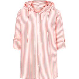 Heine Damen Gestreifte Bluse mit Kapuze orange-ecru-gestreift Gr&ouml;&szlig;e 46