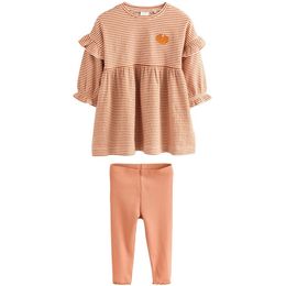 next Set: Kleid und Leggings Mädchen Größe 86 hummer / dunkelorange / offwhite
