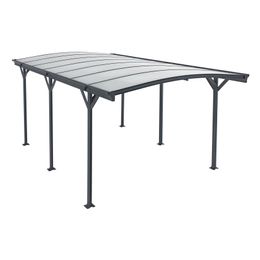 Juskys Carport mit Bogendach 5x3 m &ndash; freistehende &Uuml;berdachung aus Aluminium mit Doppelstegplatten