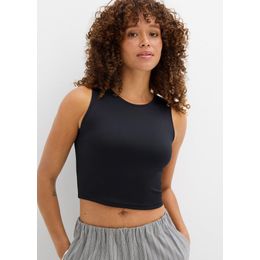 bonprix Figurbetontes Cropped Top Doppelpack (2-tlg. Set), wei&szlig;