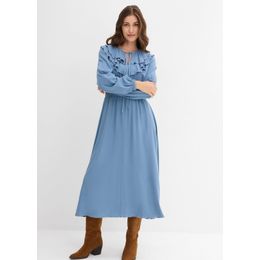 bonprix Maxikleid aus flie&szlig;ender Viskose, blau