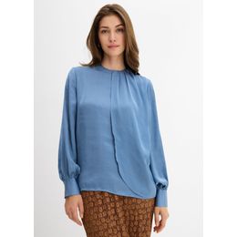 bonprix Bluse aus flie&szlig;endem Satin, blau