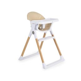 Cangaroo Kinderhochstuhl Almond Holzoptik klappbar Doppeltablett Sicherheitsgurt beige