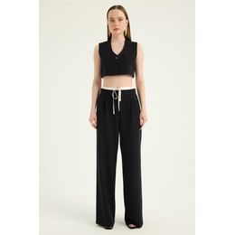HOME STORE Hose Damen Größe 42 creme / schwarz