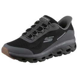 Slip-On Sneaker Skechers "GLIDE-STEP SOLE", Herren, Gr. 39, schwarz (schwarz, grau), Synthetik, Textil, Schuhe, Schlupfschuh, Freizeitschuh, Trainingsschuh mit praktischem Gummizug