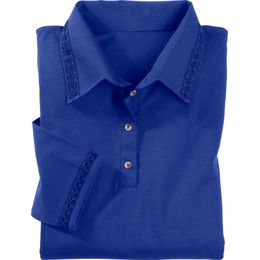 WITT Damen Poloshirt mit H&auml;kelspitzen-Detiails, royalblau, Gr&ouml;&szlig;e 48