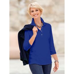 WITT Damen Poloshirt mit H&auml;kelspitzen-Detiails, royalblau, Gr&ouml;&szlig;e 54