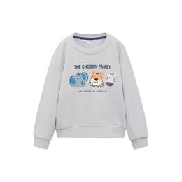 Mango Kids Sweatshirt 'FAMILY' Jungen Gr&ouml;&szlig;e 104 blau / hellgrau / orange / wei&szlig;