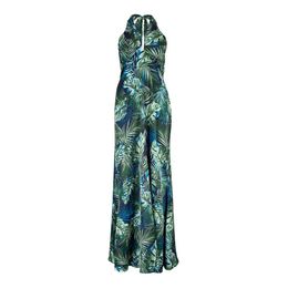 Apricot Tropical Leaf Satin Maxi Dress ' ' Damen Gr&ouml;&szlig;e 44 navy Winterkleid