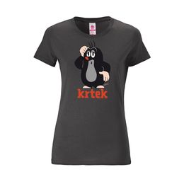 logoshirt T-Shirt Damen Gr&ouml;&szlig;e M nude / dunkelgrau / orangerot / schwarz