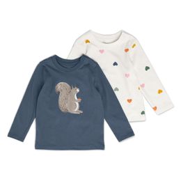 Tchibo - 2 Kinder Langarmshirts - M&auml;dchen - Gr. 98/104 - dunkelblau