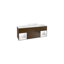 Villeroy & Boch V&B Waschtischunterschrank Abdeckplatte wh. m Finion 160x60cm, Reg glo wh. Lac, Walnut veneer ; Villeroy & Boch (F331GFGN)