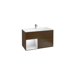 Villeroy & Boch V&B Waschtischunterschrank Finion Reg li White matt lacquer, Walnut veneer ; Villeroy & Boch (F030MTGN)