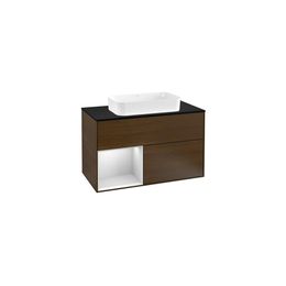 Villeroy & Boch V&B Waschtischunterschrank Abdeckplatte bla m Finion 100x60,3cm, Reg li wh. m Lac, wal veneer ; Villeroy & Boch (F242MTGN)