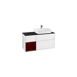 Villeroy & Boch V&B Waschtischunterschrank Abdeckplatte Gl. bla m Finion 120cm, Reg li Peo, Glossy white lacquer ; Villeroy & Boch (F142HBGF)