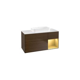 Villeroy & Boch V&B Waschtischunterschrank Wandbeleuchtung Finion 120x60 cm, Reg re gol m, Walnut veneer ; Villeroy & Boch (G711HFGN)