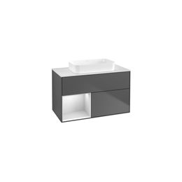 Villeroy & Boch V&B Waschtischunterschrank Finion 100x60,3 cm, Rg li wh. m Lac, Anthrac. m ; Villeroy & Boch (F651MTGK)