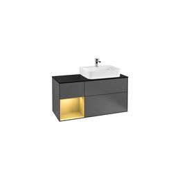 Villeroy & Boch V&B Waschtischunterschrank Abdeckplatte Gl. bla m Finion 120cm, Reg li Gold matt, Anthracite matt ; Villeroy & Boch (F142HFGK)