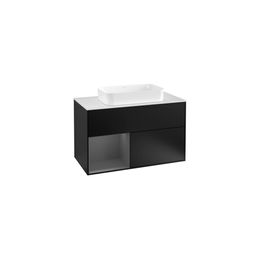 Villeroy & Boch V&B Waschtischunterschrank Wandbeleuchtung Finion 100, Pl w m, Rg li Anthrac. m, bla m Lac ; Villeroy & Boch (G241GKPD)