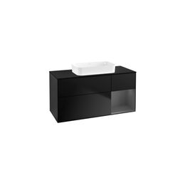 Villeroy & Boch V&B Waschtischunterschrank Wandbeleuchtung Finion 120x60 cm, Reg re Anthrac. m, bla m Lac ; Villeroy & Boch (G712GKPD)
