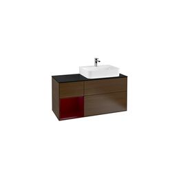 Villeroy & Boch V&B Waschtischunterschrank Abdeckplatte Gl. bla m Finion 120cm, Regal links Peony, Walnut veneer ; Villeroy & Boch (F142HBGN)
