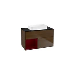 Villeroy & Boch V&B Waschtischunterschrank Finion 100x60,3 cm, Reg li Peony, Walnut veneer ; Villeroy & Boch (F652HBGN)
