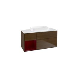 Villeroy & Boch V&B Waschtischunterschrank Wandbeleuchtung Finion 120x60 cm, Reg re Peony, Walnut veneer ; Villeroy & Boch (G701HBGN)