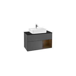 Villeroy & Boch V&B Waschtischunterschrank Finion 100, Pl b m, Reg re wal ven, Anthrac. m ; Villeroy & Boch (F122GNGK)