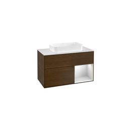 Villeroy & Boch V&B Waschtischunterschrank Abdeckplatte wh. m Finion 100x60,3cm, Reg re wh. m Lac, wal veneer ; Villeroy & Boch (F251MTGN)