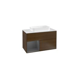 Villeroy & Boch V&B Waschtischunterschrank Abdeckplatte wh. m Finion 100x60,3cm, Reg li Anthrac. m, wal ven ; Villeroy & Boch (F241GKGN)