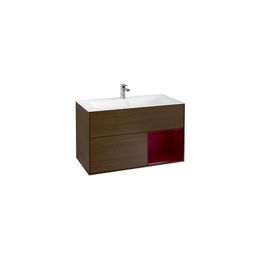 Villeroy & Boch V&B Waschtischunterschrank Wandbeleuchtung Finion 99,6x59,1cm, Reg re Peony, Walnut veneer ; Villeroy & Boch (G040HBGN)