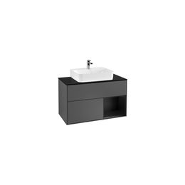 Villeroy & Boch V&B Waschtischunterschrank Finion 100, Pl b m, Rg re bla m Lac, Anthrac. m ; Villeroy & Boch (F122PDGK)